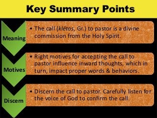 The Call to Pastor (From All Nations Leadership Institute) | PPT