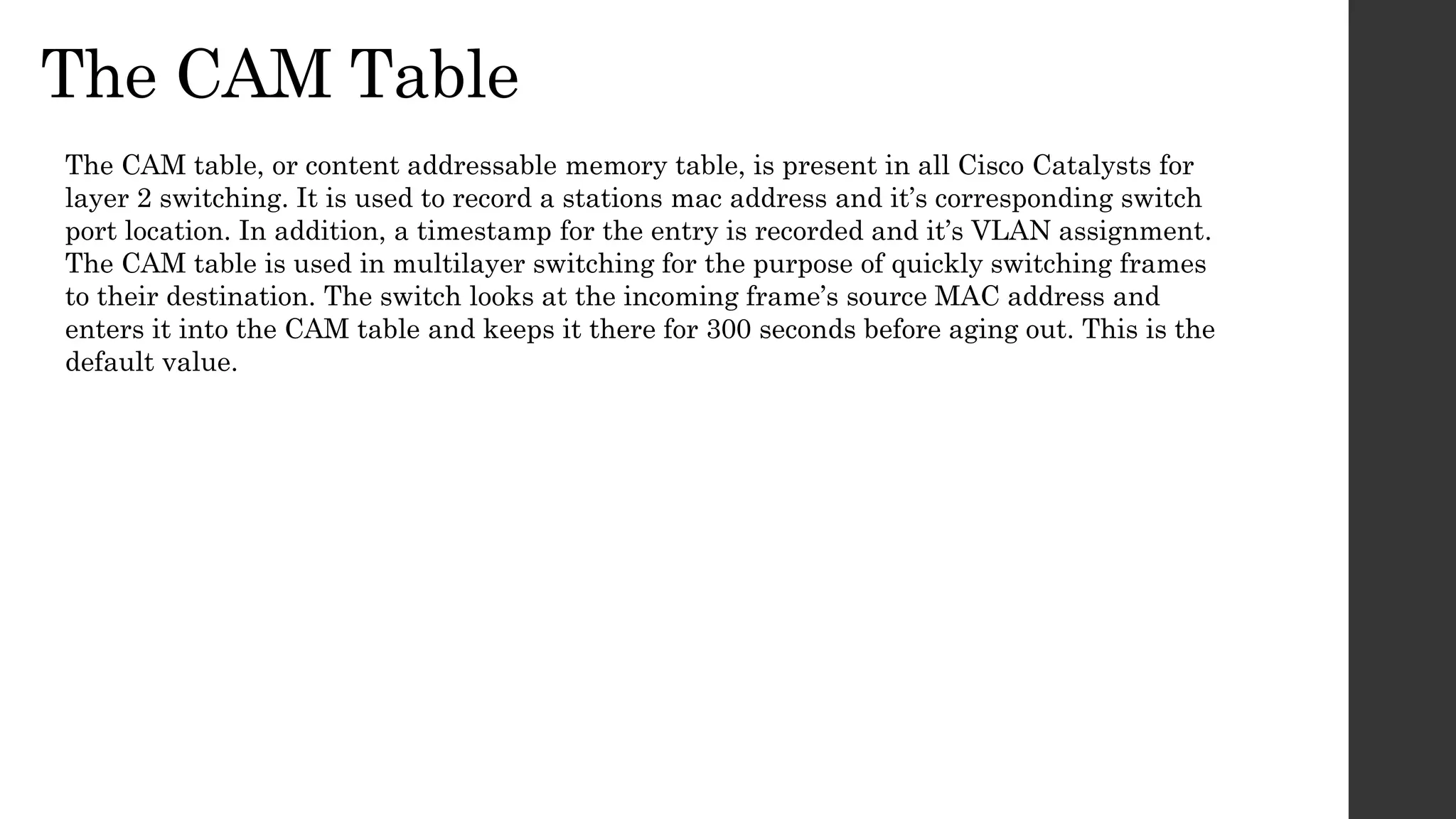 The cam table | PPTX