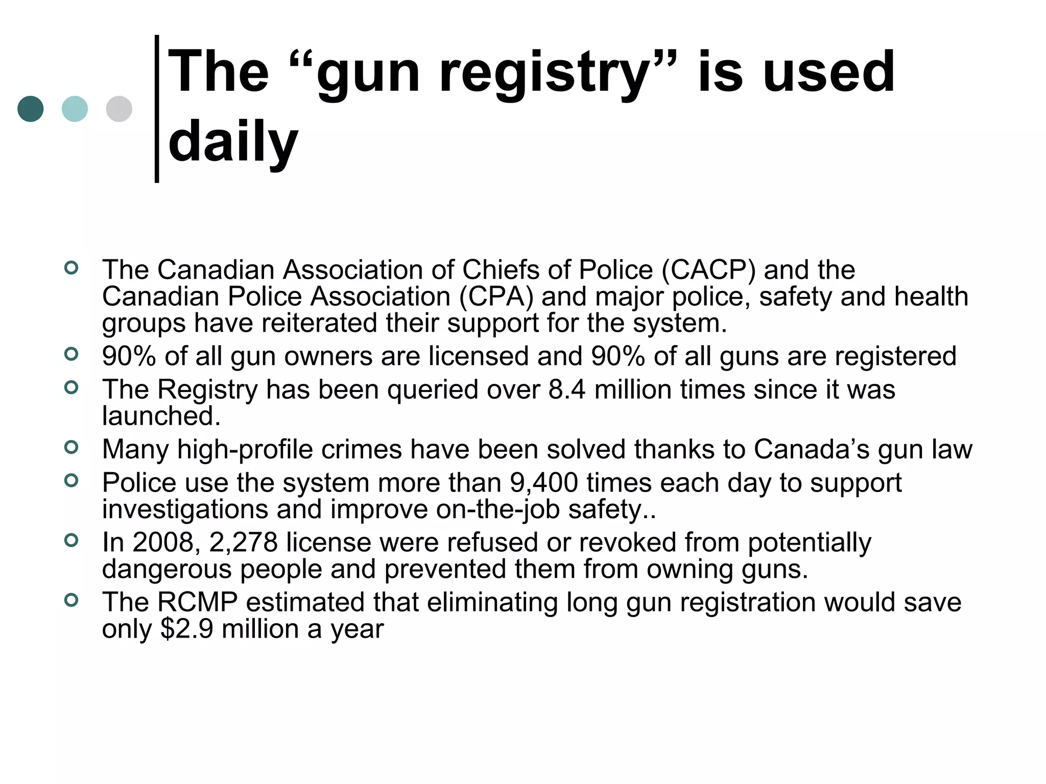 The Canadian Gun Control Registry | PPT