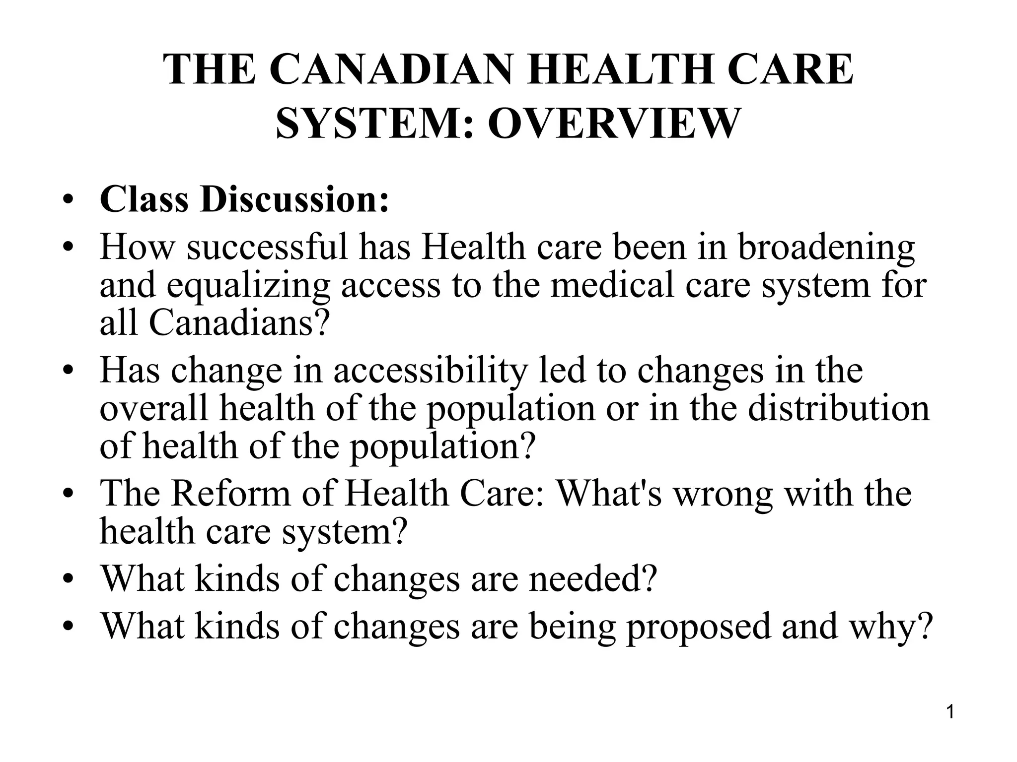 The Canadian Health Care System for beginners | PPT