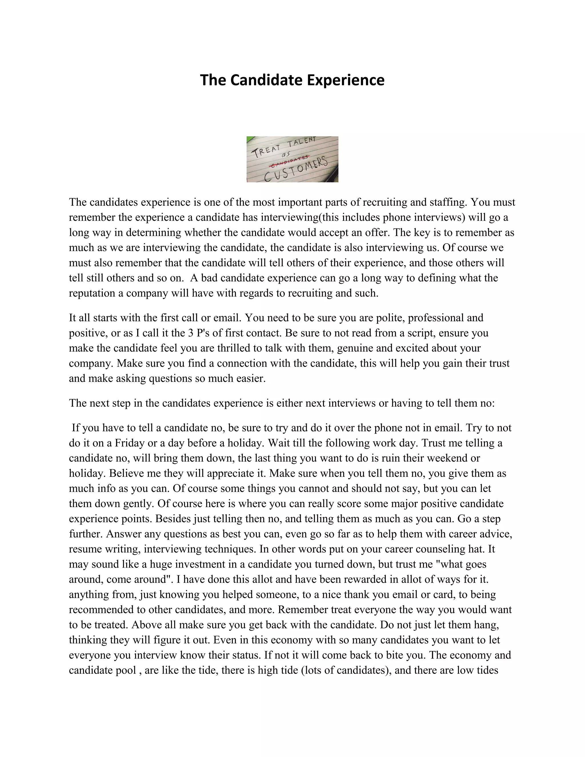 The candidate experience | DOC