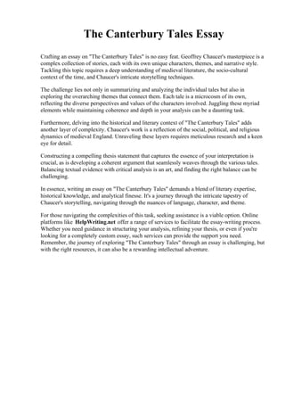 The Canterbury Tales Essay. Tennessee College of Applied Technology ...
