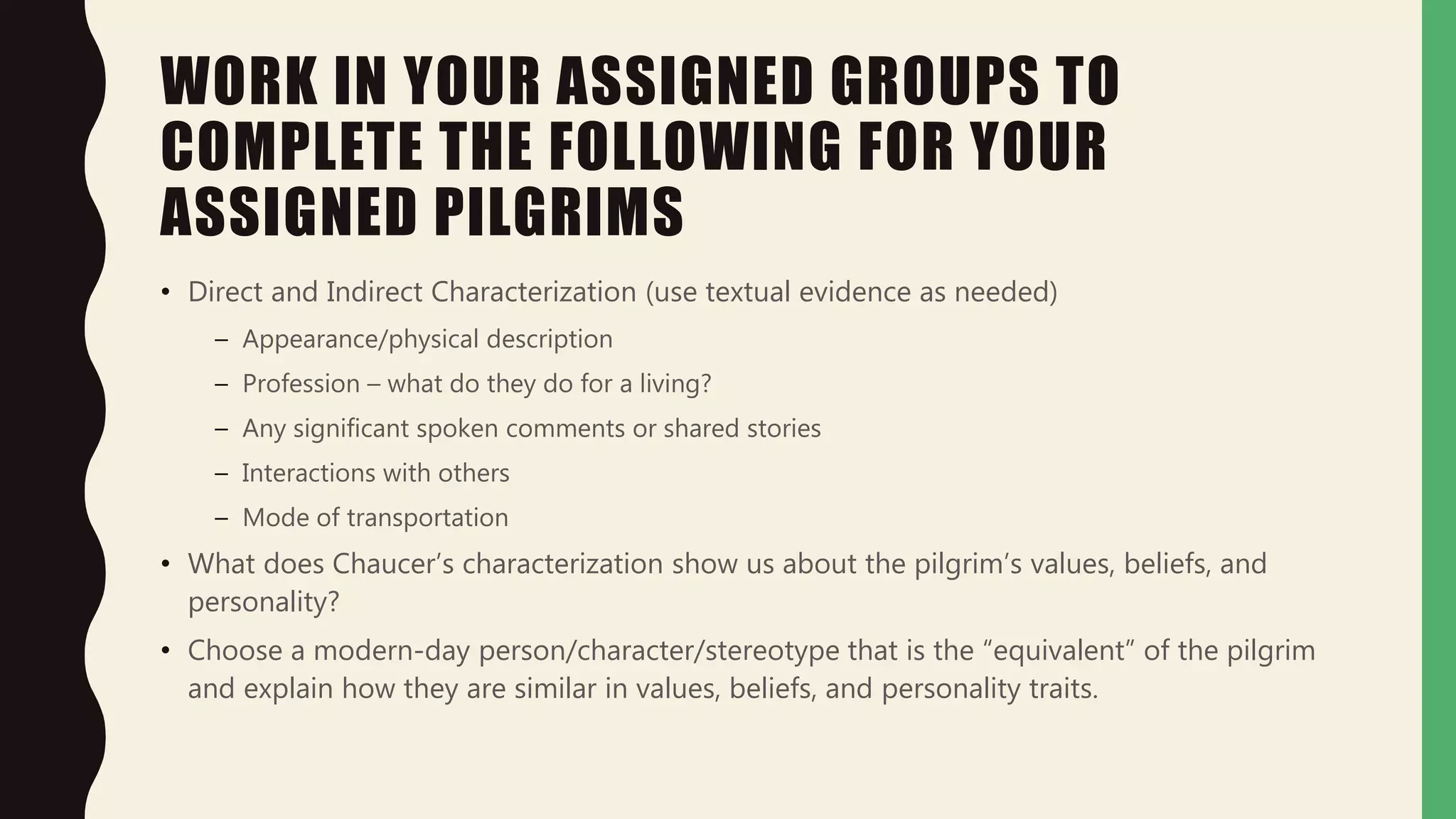 Canterbury Tales Prologue Group Assignment | PPTX