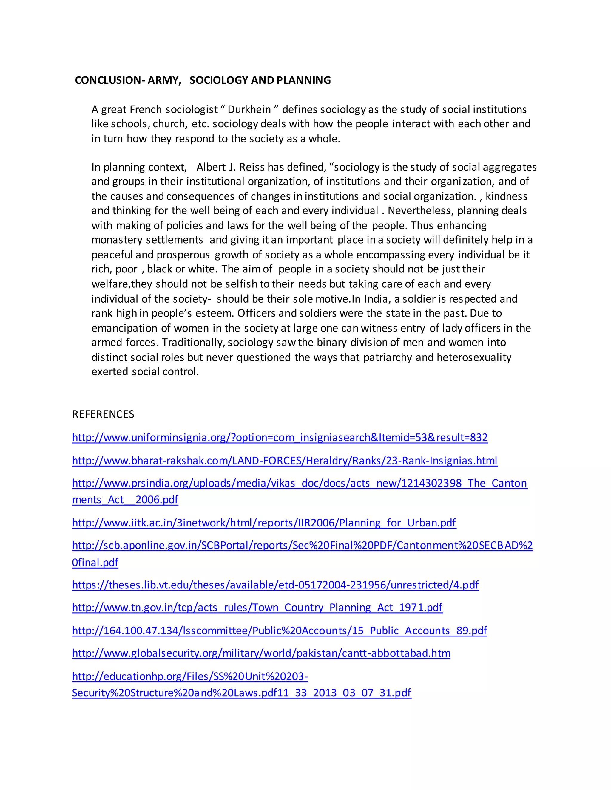 The cantonment area anusha fatima 141109028 - sociology | DOCX