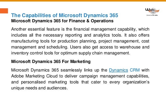 Capabilities of Microsoft Dynamics 365 | PPTX