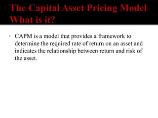 The capital asset pricing model (capm) | PPTX