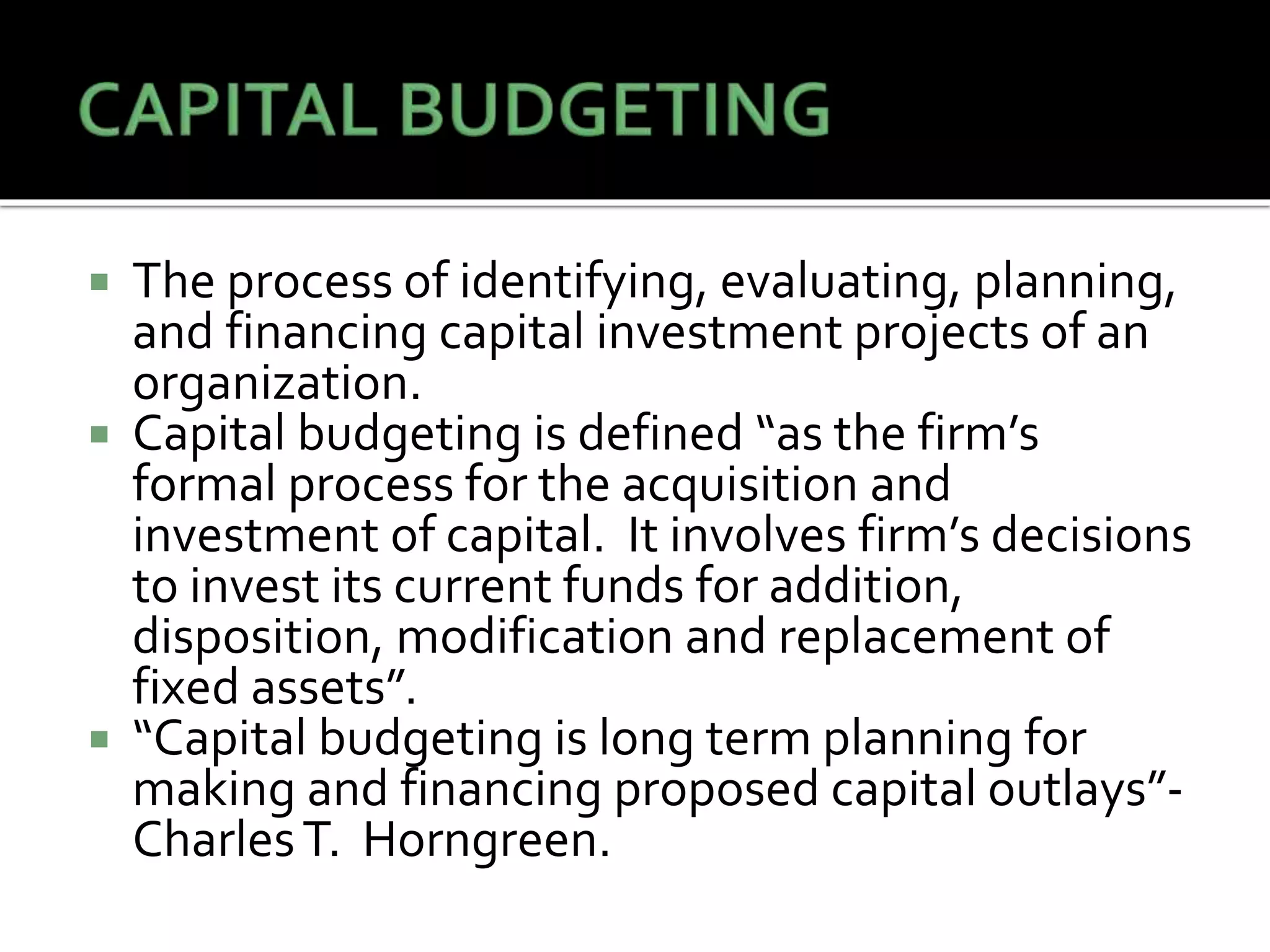 The capital budgeting process | PPTX