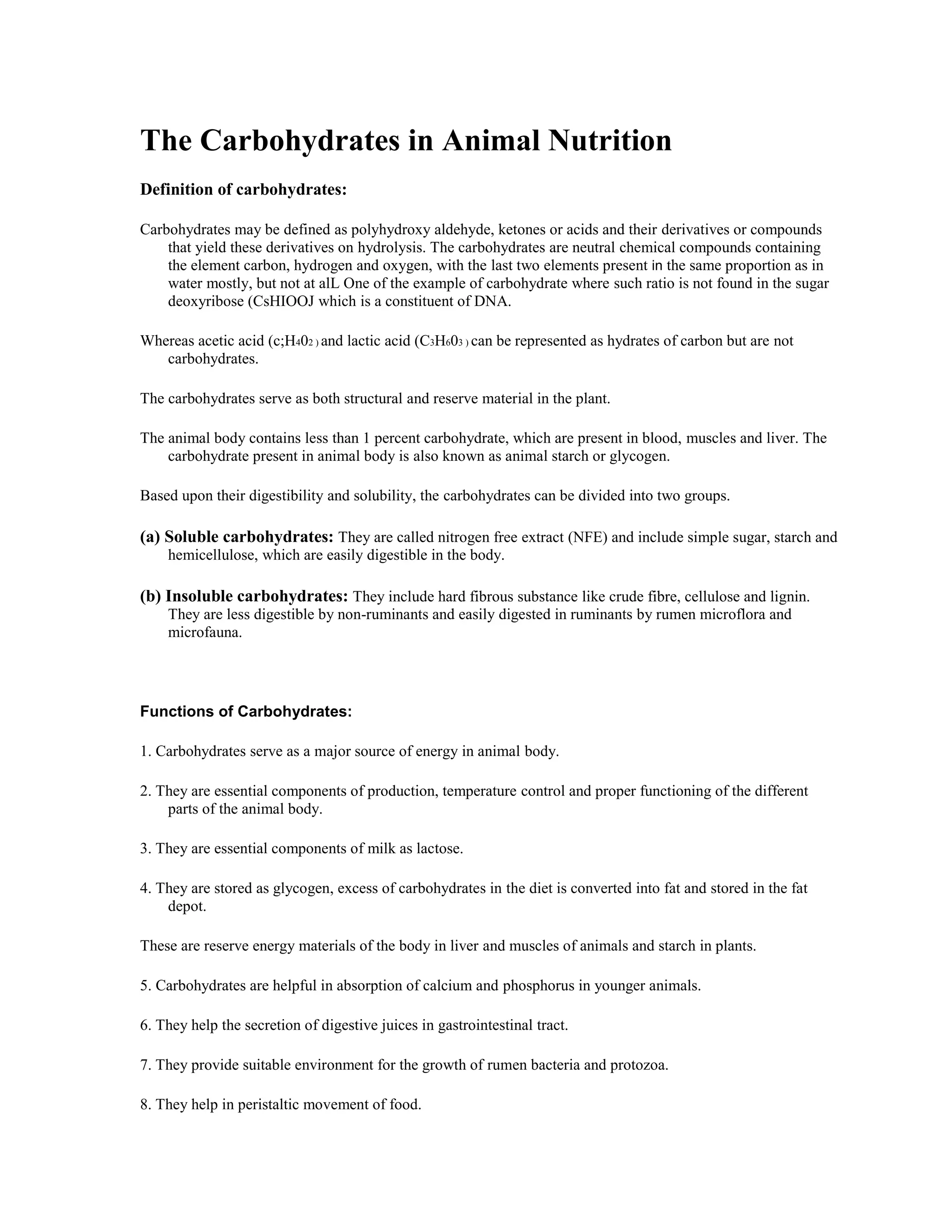 The carbohydrates in animal nutrition | DOCX