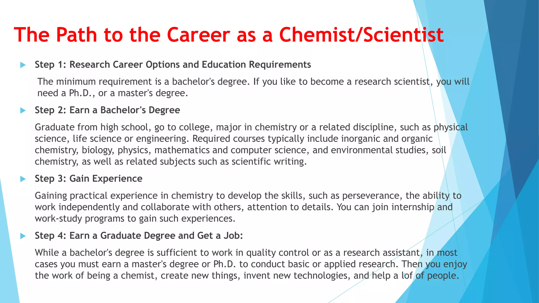 The career of a chemist | PPTX