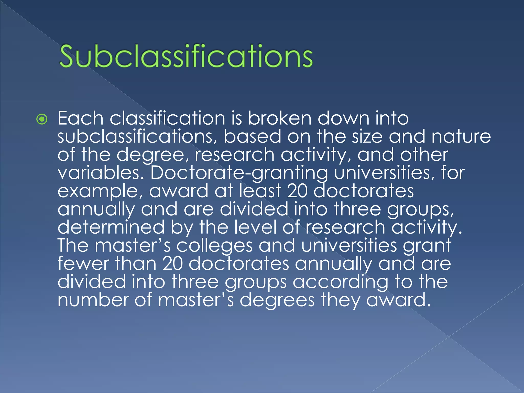 The Carnegie Classification of Institutions of Higher Education | PPTX