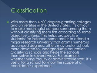 The Carnegie Classification of Institutions of Higher Education | PPTX