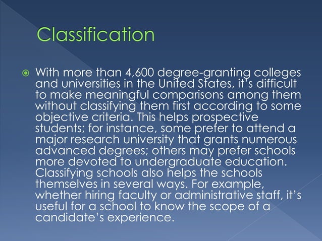 The Carnegie Classification of Institutions of Higher Education | PPTX