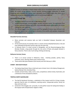 Carnivals in Europe | PDF