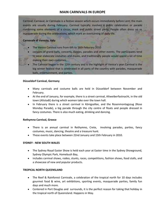 Carnivals in Europe | PDF