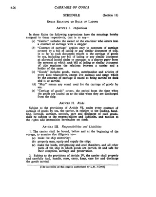 The carriage of goods act | PDF