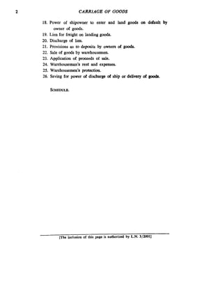 The carriage of goods act | PDF