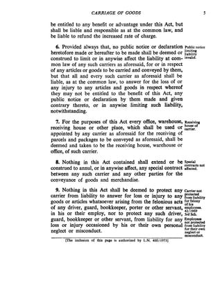 The carriage of goods act | PDF