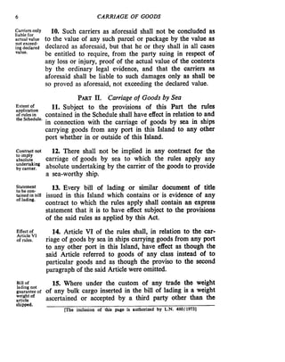 The carriage of goods act | PDF