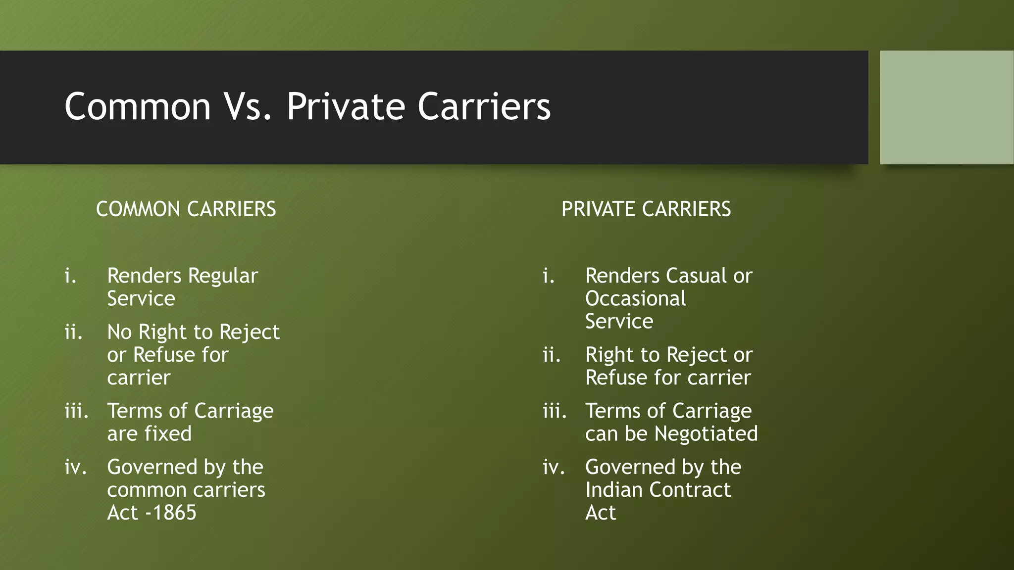 The carriage of goods act | PPTX