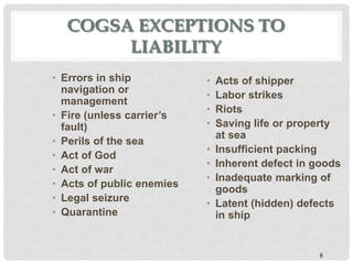 The carriage of goods and the liability of air and sea carriers | PPT