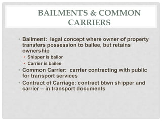 The carriage of goods and the liability of air and sea carriers | PPT