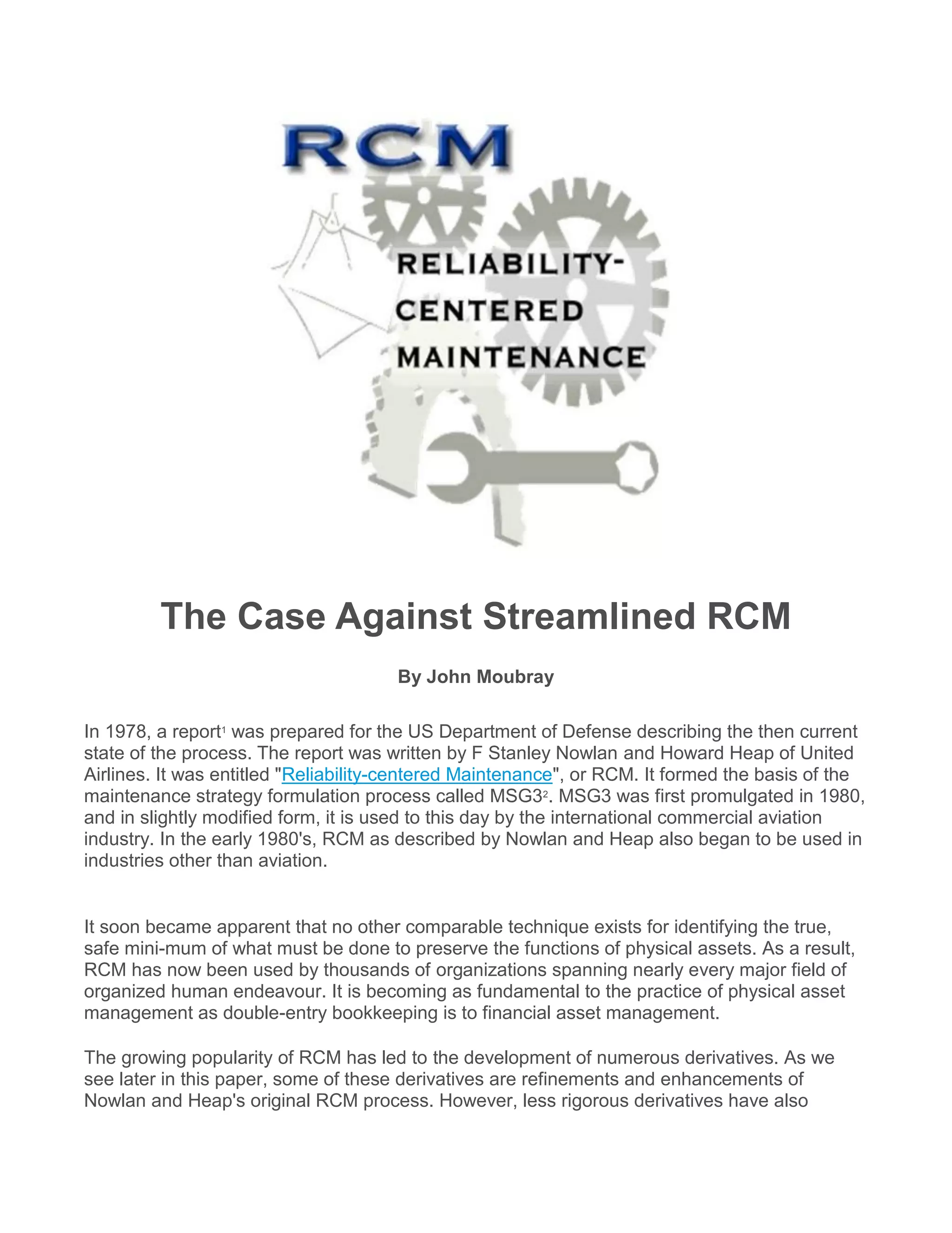 The case against streamlined rcm | PDF
