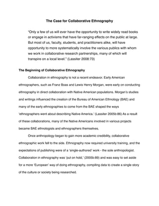 The Case for Collaborative Ethnography | PDF
