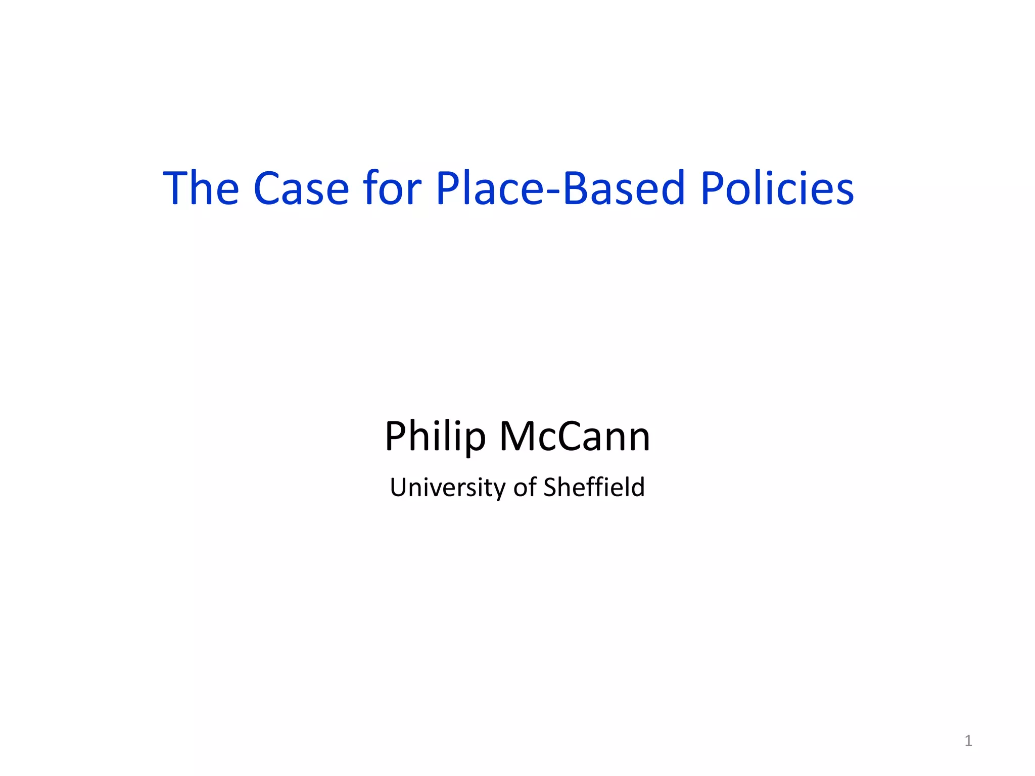 The case for place based policies | PDF