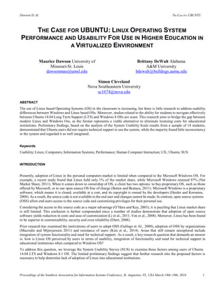 The case for ubuntu linux operating system performance and usabil | PDF