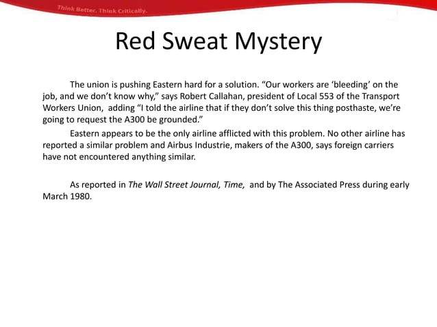 The case of the red sweat mystery | PPTX | Air Travel | Travel Type