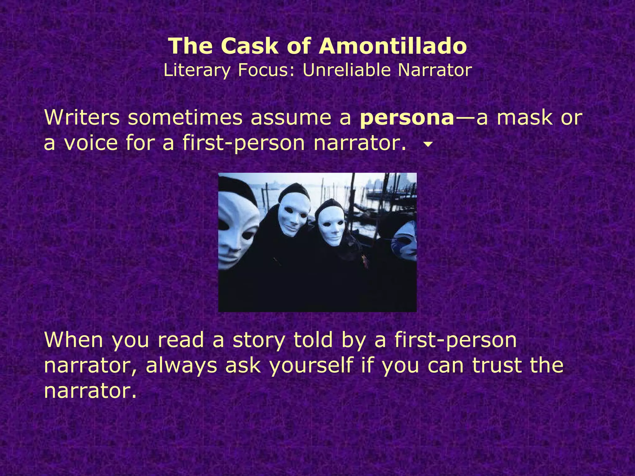 The cask of amontillado | PPT