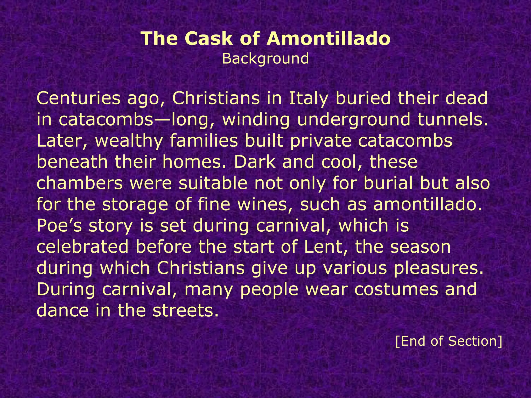 The cask of amontillado | PPT