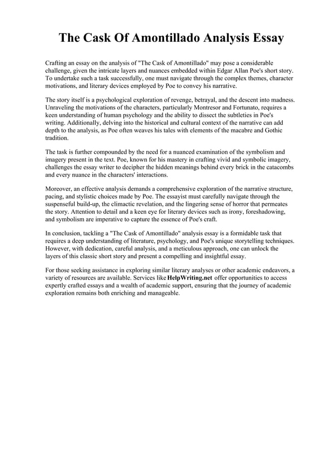 The Cask Of Amontillado Analysis Essay.pdf