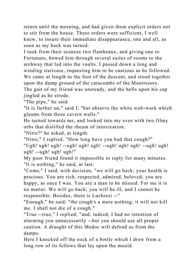 THE CASK OF AMONTILLADOby Edgar Allan Poe(1846)THE thousand .docx