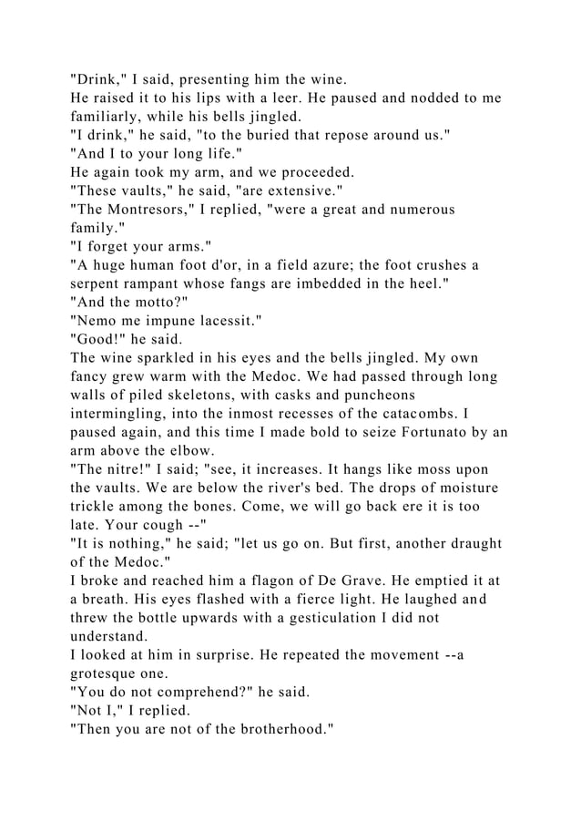 THE CASK OF AMONTILLADOby Edgar Allan Poe(1846)THE thousand .docx