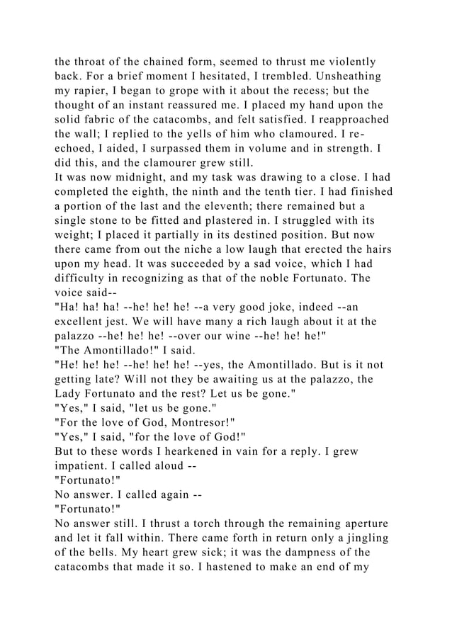 THE CASK OF AMONTILLADOby Edgar Allan Poe(1846)THE thousand .docx