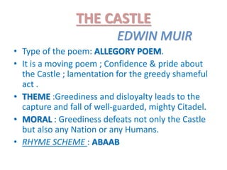 The Castle - Edwin Muir | PPTX | Poetry | Books and Literature