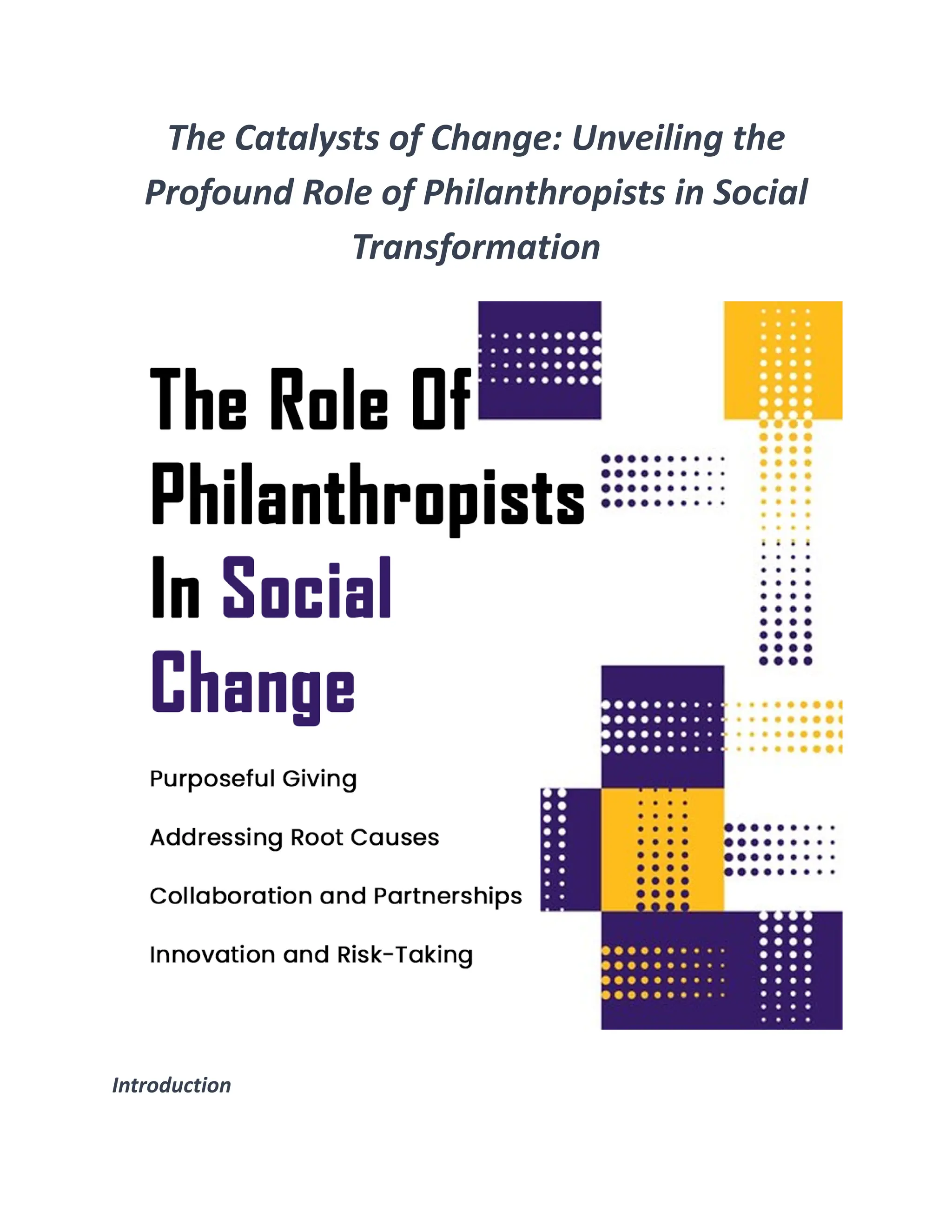 Social Catalysts: Philanthropy's Transformative Role | PDF