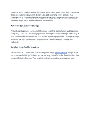 Social Catalysts: Philanthropy's Transformative Role | PDF