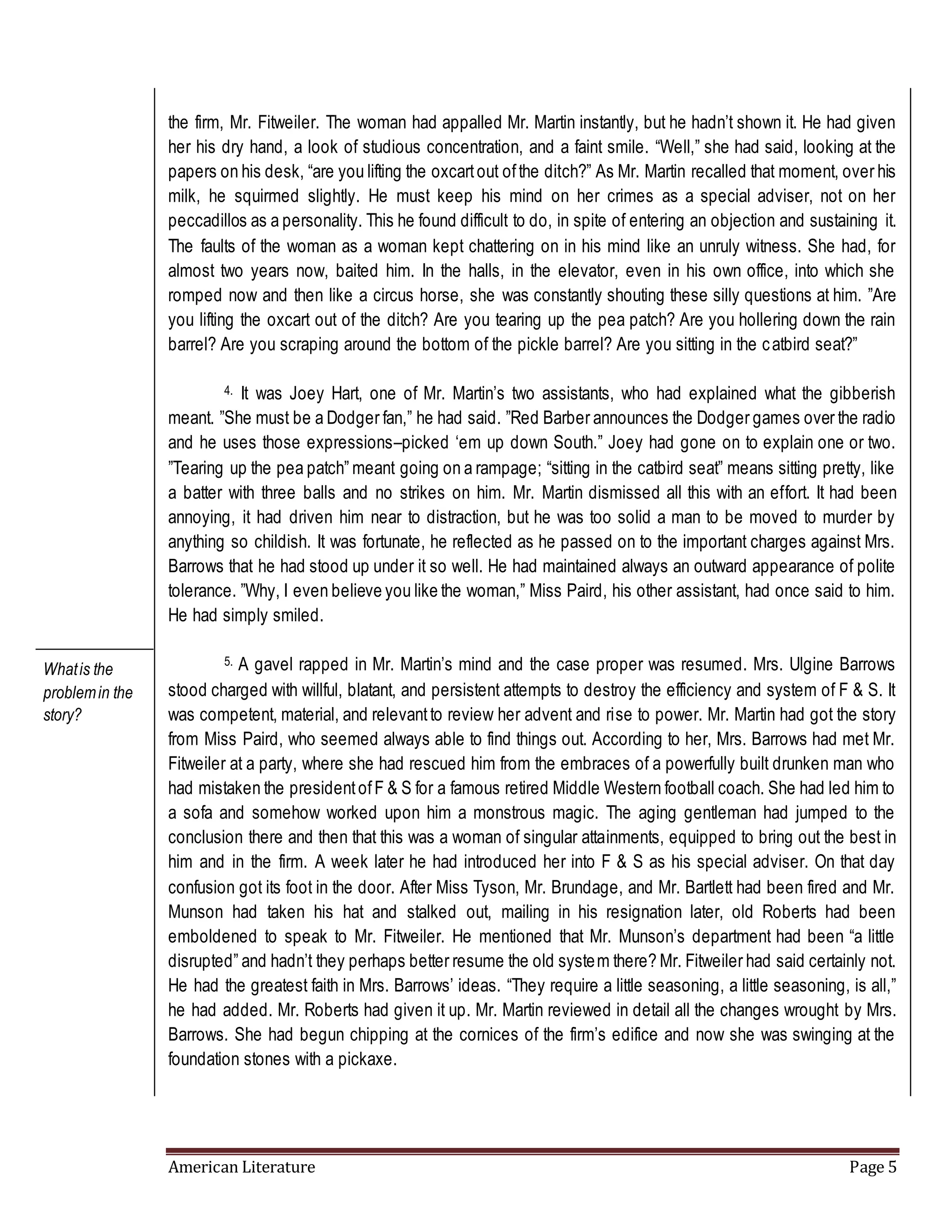 The Catbird Seat by James Thurber | DOCX