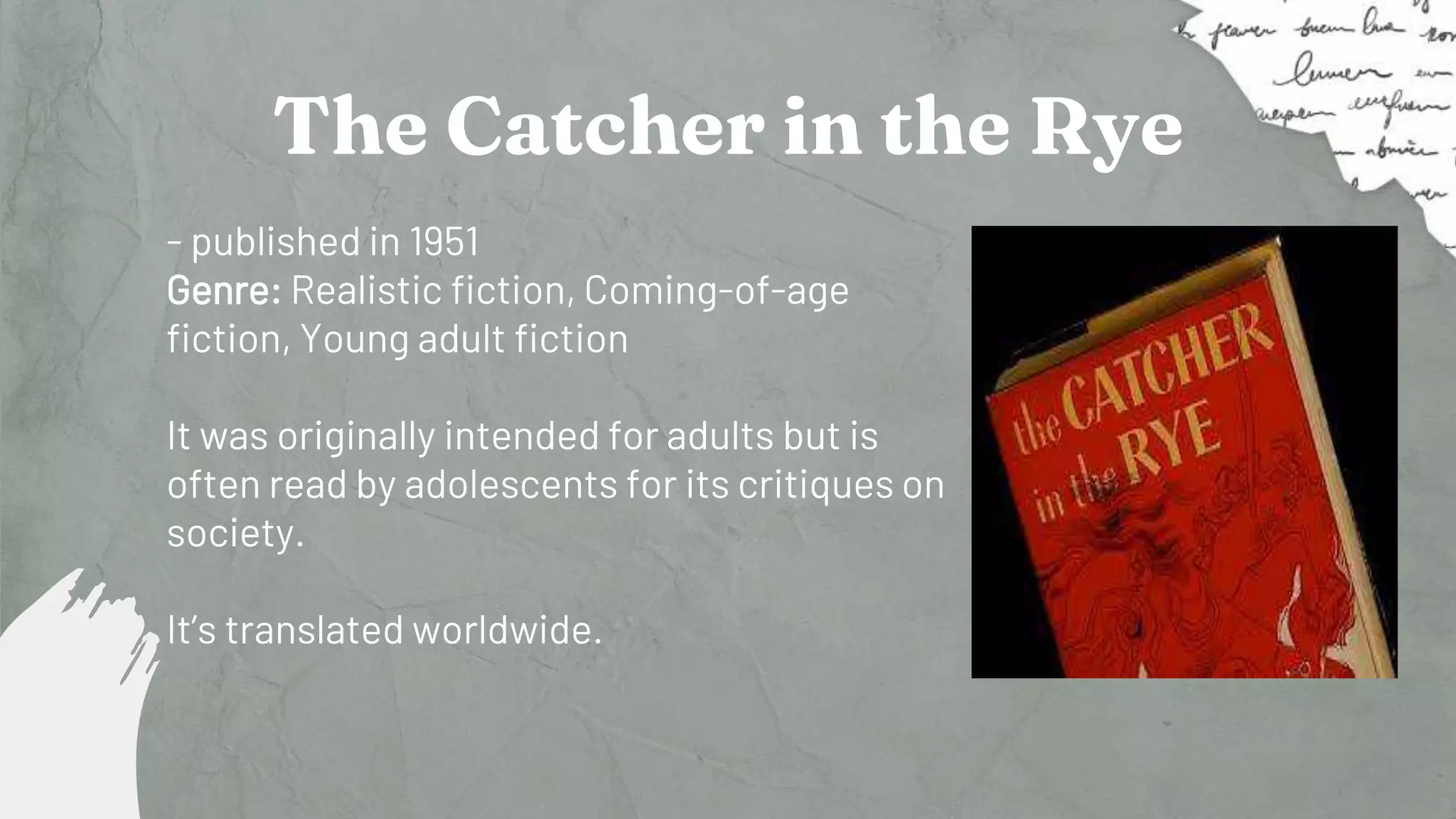 The Catcher in the Rye.pptx | Fiction | Books and Literature