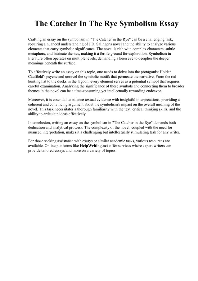 The Catcher In The Rye Symbolism Essay.pdf