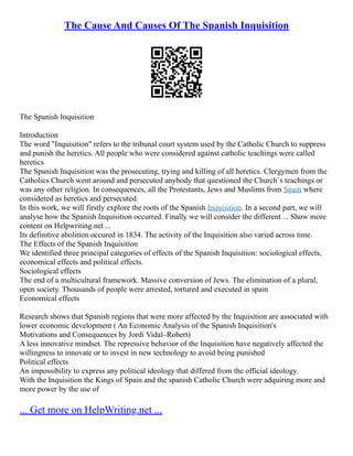 The Cause And Causes Of The Spanish Inquisition | PDF