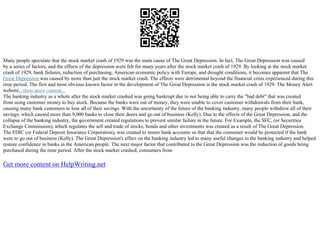 The Causes And Effects Of The Great Depression | PDF