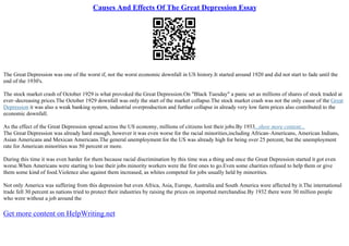 The Causes And Effects Of The Great Depression | PDF
