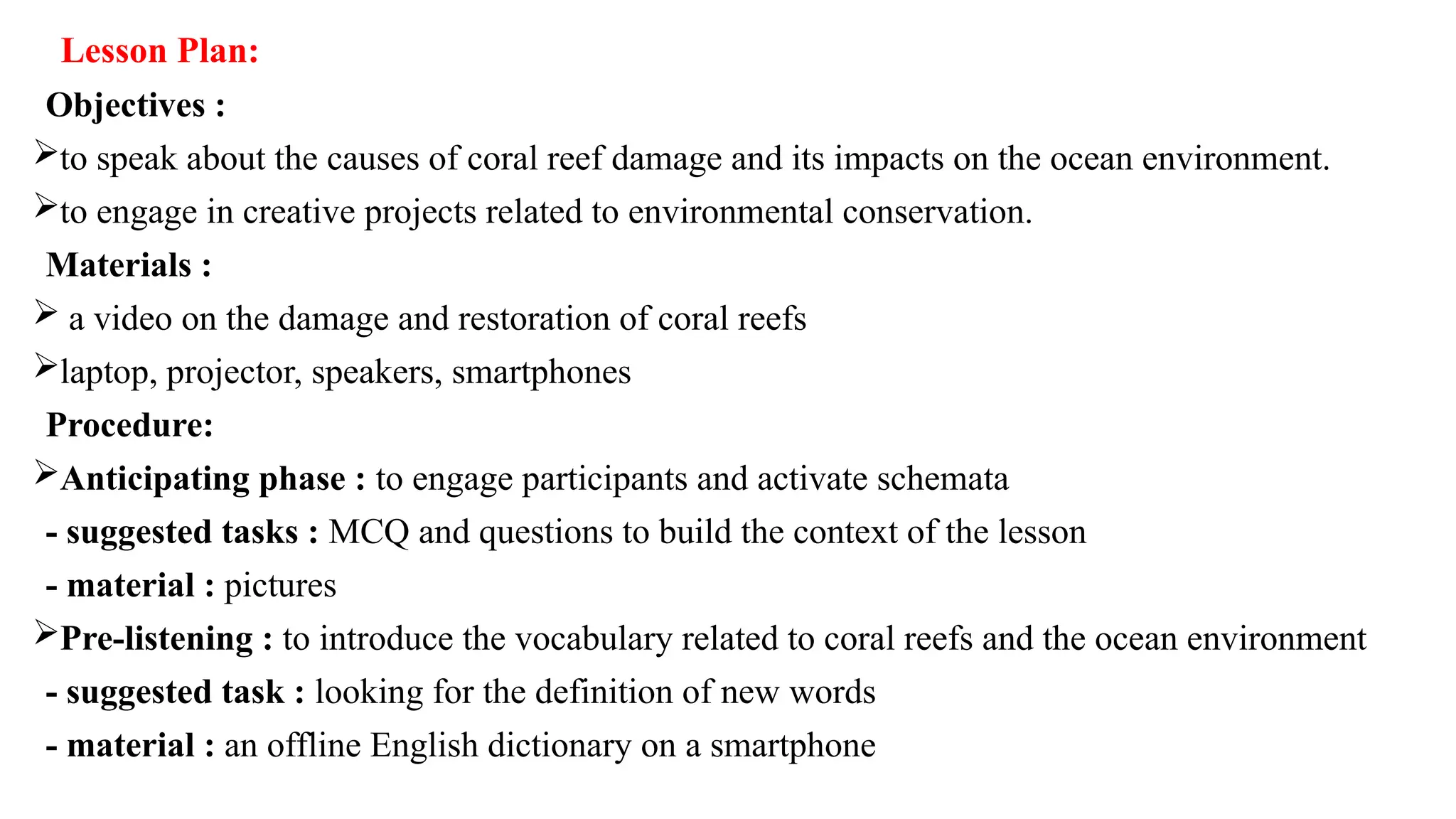 the causes of coral reef damage _lesson Plan.pptx