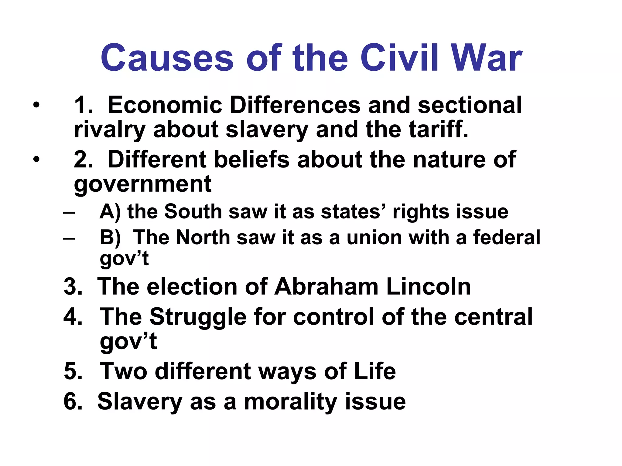 The causes of the civil war | PPT