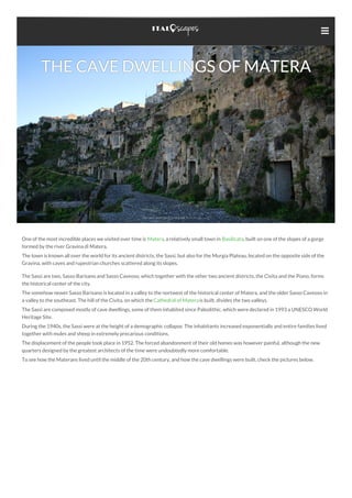 The Cave Dwellings of Matera | PDF