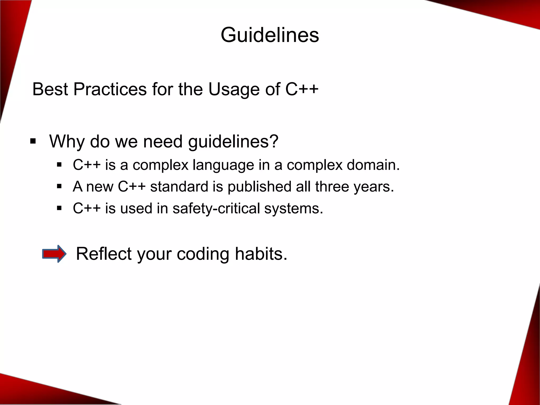 The c++coreguidelinesforsavercode | PPT