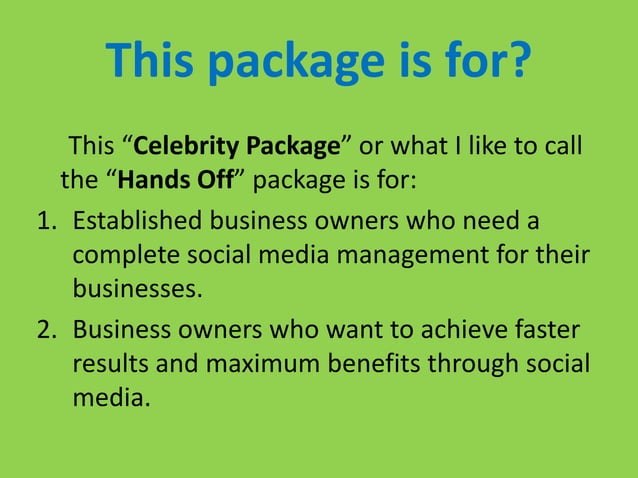 The celebrity package | PPTX